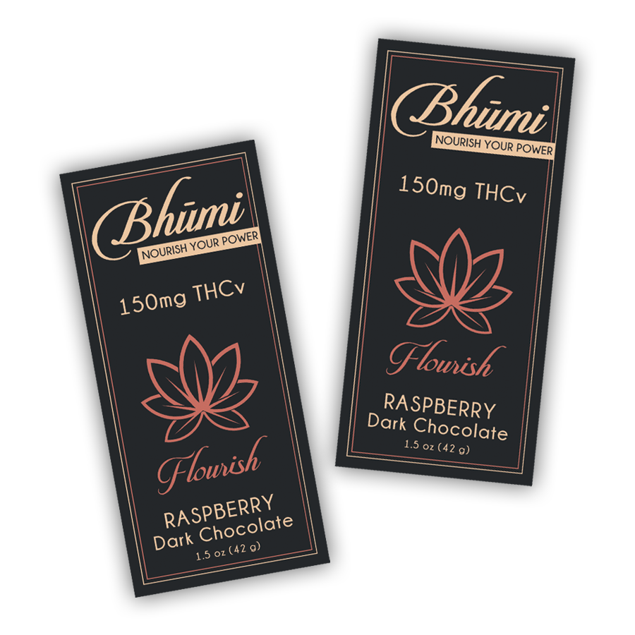Raspberry Dark Chocolate Bar (150mg THCv) 2 pack | Bhumi Retail Raspberry Dark Chocolate Bar (150mg THCv) 2 pack | Bhumi Retail